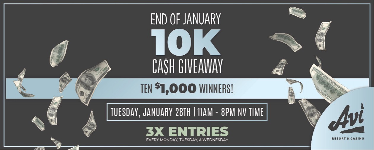 End of January $10k Drawing | Avi Casino Resort